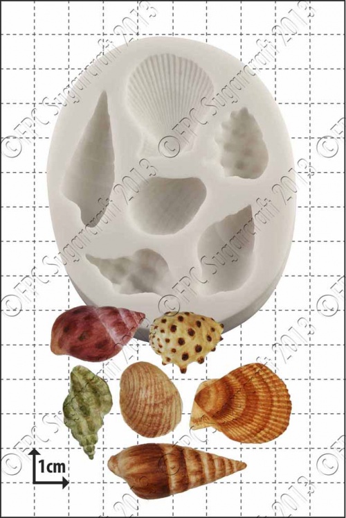 'Sea Shells' Silicone Mould by FPC Sugarcraft - www.fpcsugarcraft.co.uk